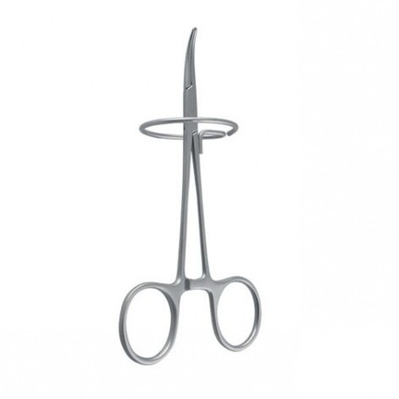 Laboratory tweezers with ring for curved ceramic crowns